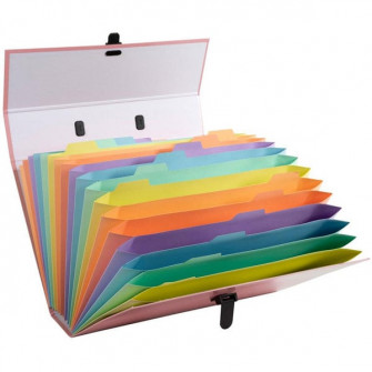 Mapa documente EXACOMPTA Aquarel, carton, 18 compartimente, coral