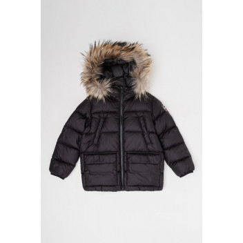 Colmar, Geaca cu umplutura de puf si garnitura din blana, Negru, 118 CM