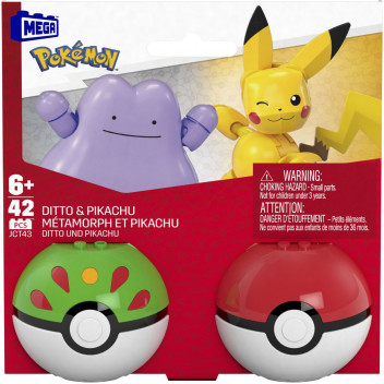 Set de constructie Pokemon Mega Construx - Doua Bile, Ditto si Pikachu ...