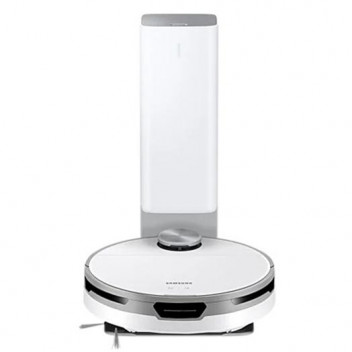 Aspiratorul Samsung JetBot+ cu statie de curatare schimbatoare.