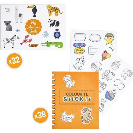 Set cretiv Bic 12 markere de Colorat, 18 creioane colorate, 6 lipiciuri ...