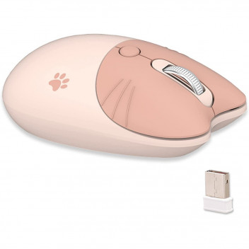 Mouse fara fir Cute Cat, 1600 DPI, 2,4 GHz, Silentios, Mouse Kawaii ...