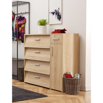 Pantofar cu usi rabatabile, rafturi in interior, 90x90x35 cm, stejar ...