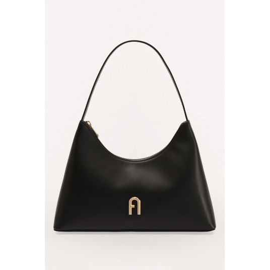 Furla, Geanta din piele cu maner si logo metalic Diamante, Negru