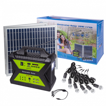 Sistem solar fotovoltaic Westech 30W, 17000mAh, 12.8V LiFeP04