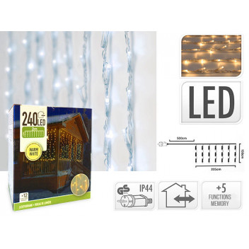 Luminite de Craciun Cascada 240LED alb-cald 16 jet 2X15m 12regim inout.