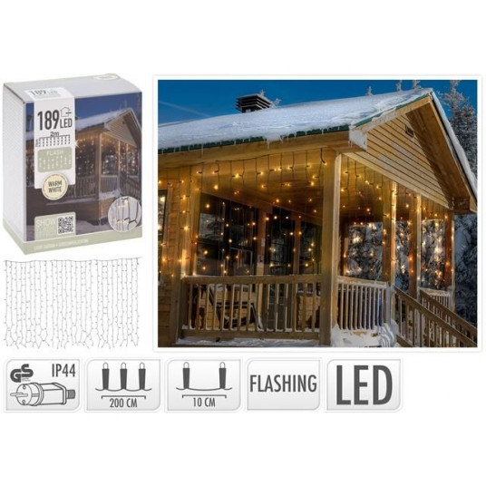 Luminite de Craciun Cortina 189 sclipire FLASHLED 2X07m alb-cald.