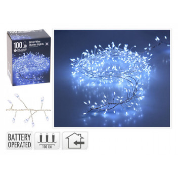 Luminite de Craciun Dense 100 MicroLED alb 1m cablu transparent.