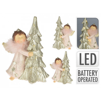 Suvenir LED Inger cu Pom de Craciun 21cm.