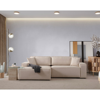 Canapea extensibila de colt Pırlo Colt stanga - Ecru