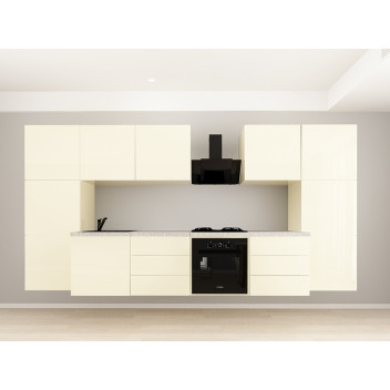 Evora 8 MDF Crem Lucios - Set Mobila Bucatarie Modulara Moderna MDF 3 ...