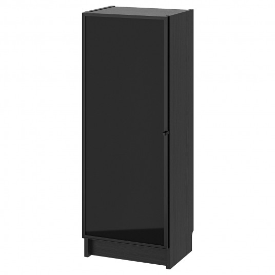 BILLY / HOGBO Combinatie biblioteca cu usi sticla, negru-maro/negru ...