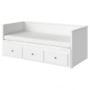 IKEA HEMNES Divan cu 3 sertare/2 saltele, alb/Åfjäll fermitate medie ...