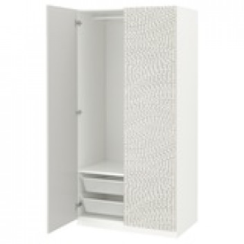 IKEA PAX / MISTUDDEN Combinatie dulap, alb/gri cu model, 100x60x201 cm