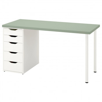 LAGKAPTEN / ALEX Birou, verde deschis/alb, 140x60 cm - IKEA Moldova
