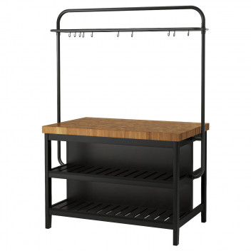 VADHOLMA Insula bucatarie cu polita, negru/stejar, 126x79x193 cm - IKEA ...