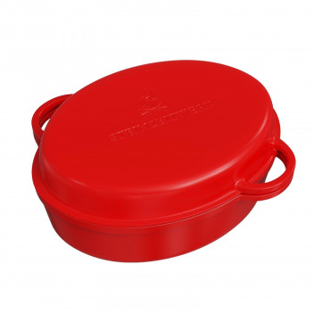 Oala cu capac Steinzeitwerk din fonta emailata, 6 l, 8kg, 2in1, pentru ...