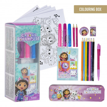 Set de colorat Gabbys Dollhouse, 8 file de colorat, 24 piese