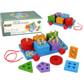 10163 Set suport cu roti si coloane cu blocuri din lemn, forme